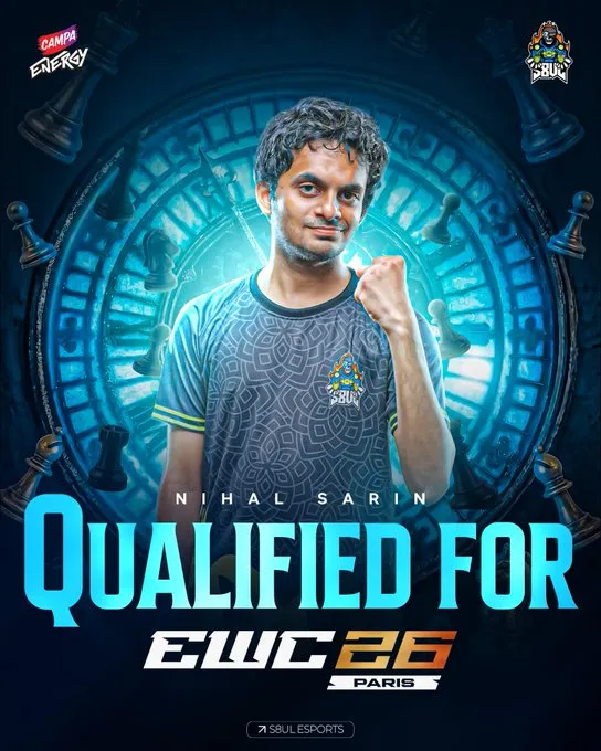 Nihal Sarin qualifies for Esports World Cup 2026 chess event